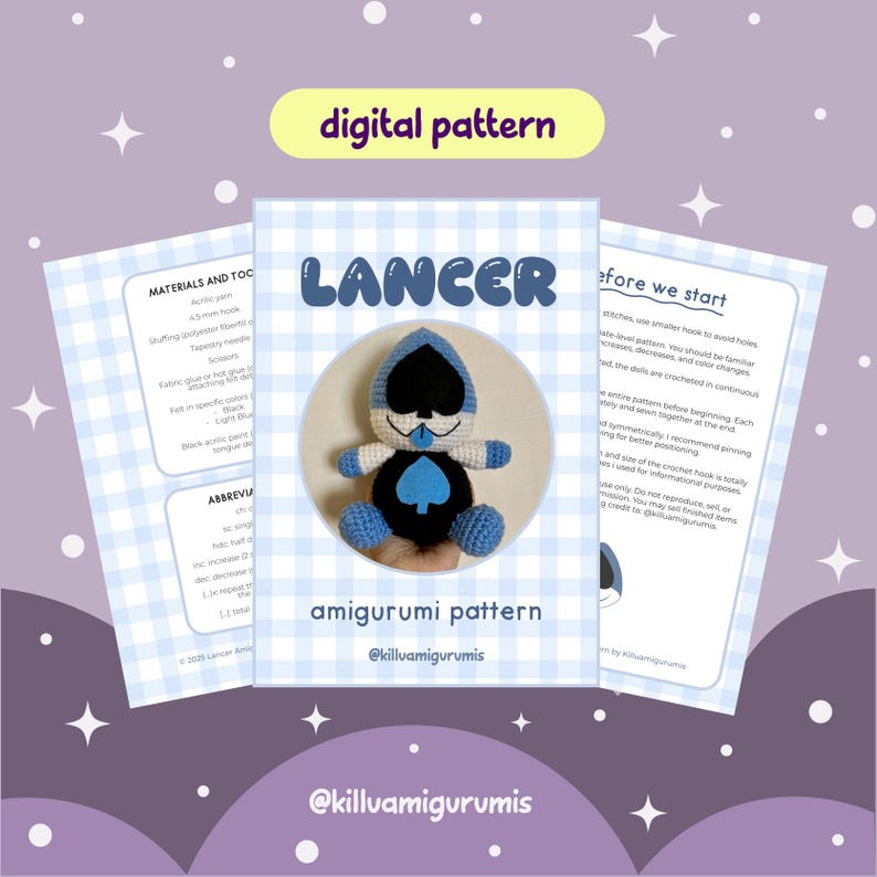 ENG PDF Lancer Deltarune Toby Fox Peluche Amigurumi Pattern - Etsy