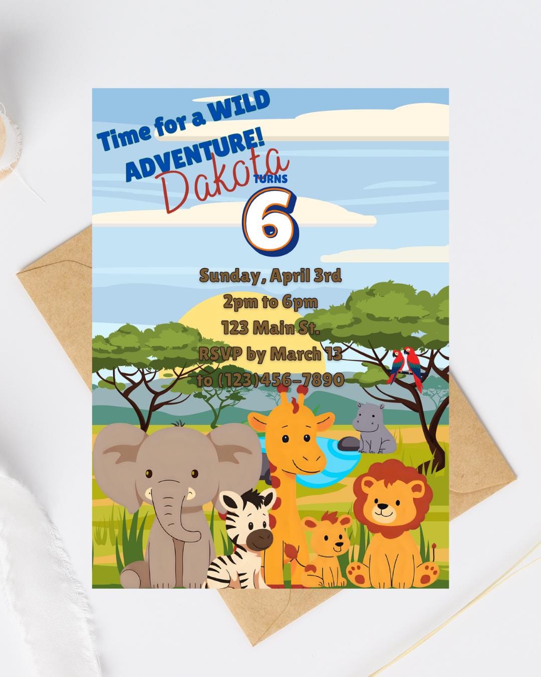 Safari Party Birthday Invitation Canva Editable Customizable ...