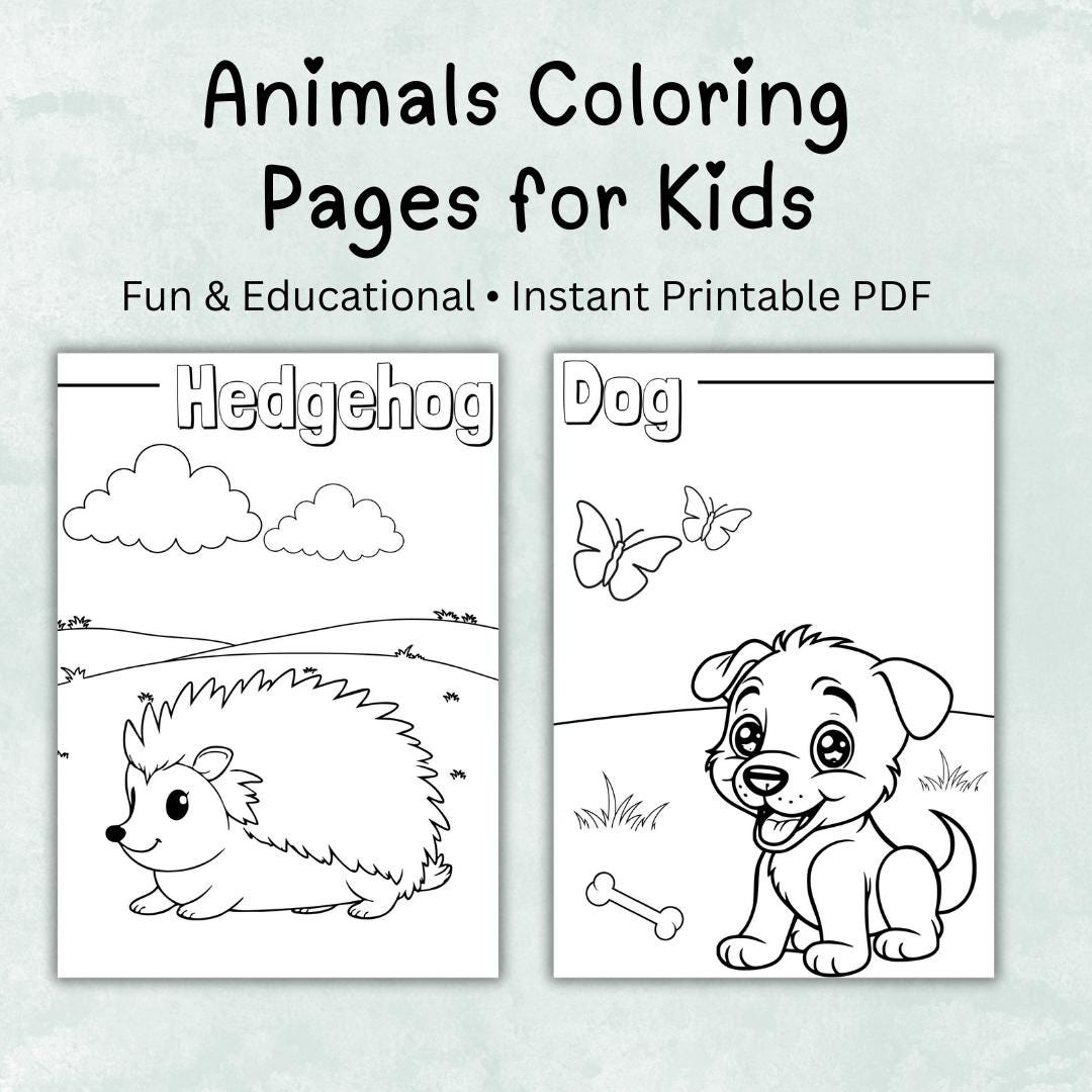 Printable Animal Coloring Pages for Kids & Toddlers – 10 Fun PDF Sheets ...