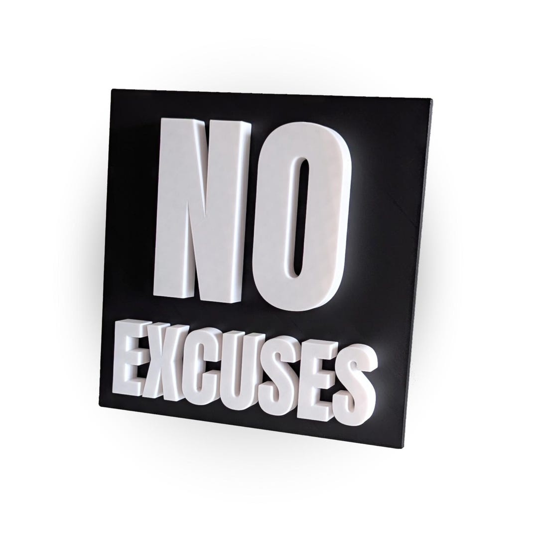 NO EXCUSES Gym Wall Art | 3D Printed Sign | Home Gym Decor | Fitness ...