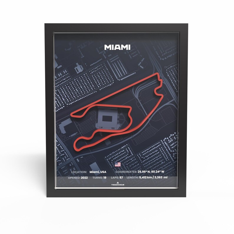 3D Formula 1 Miami Track Poster · 3D F1 Grand Prix Street Circuit Wall ...