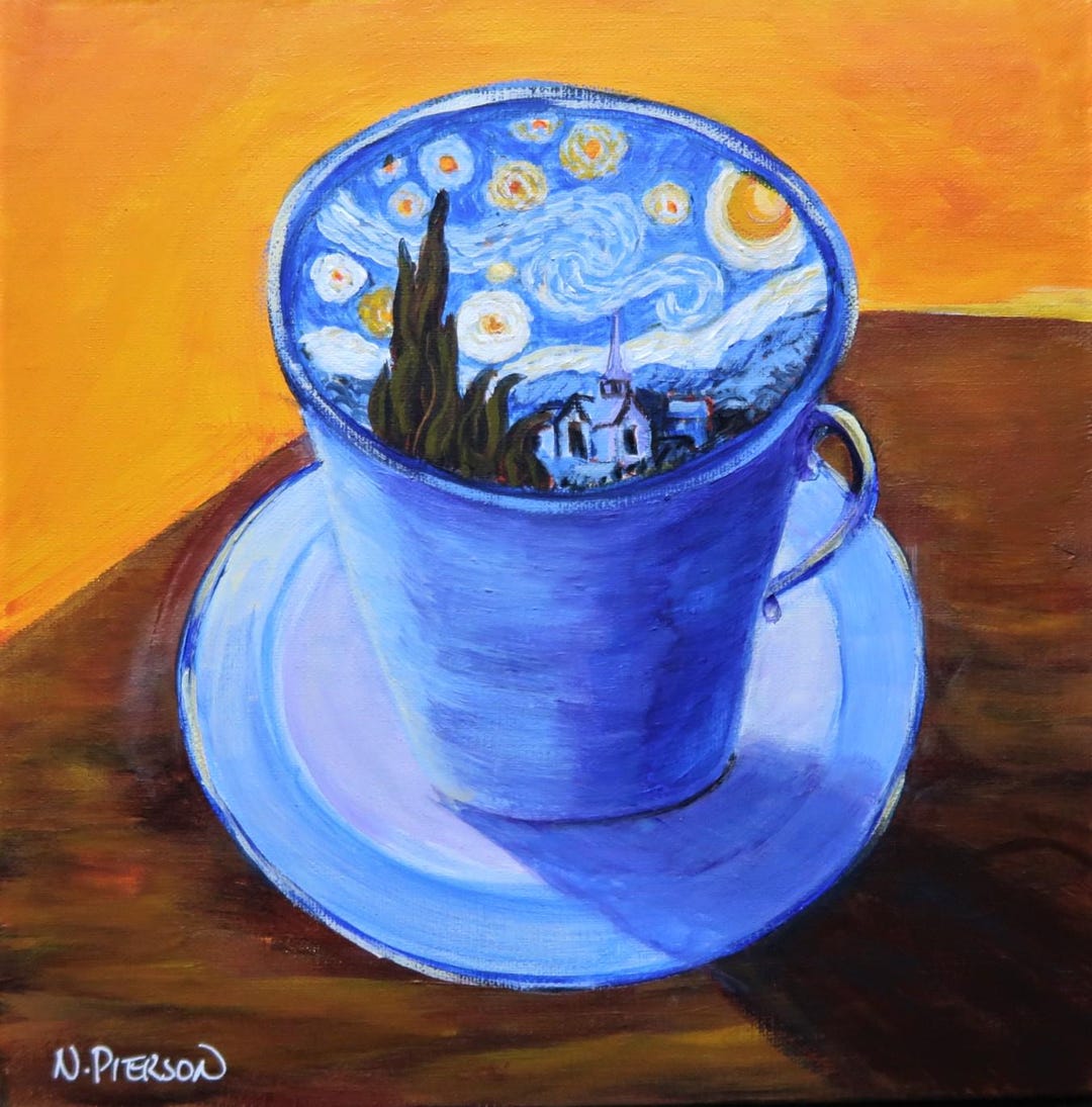CUPPA GOGH 8X8 Original Coffee Cup Painting, Sold by Artist, Nina ...