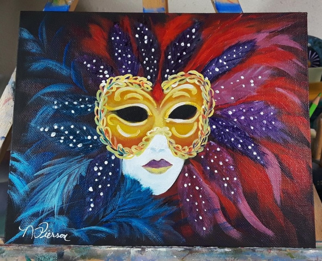 Mardi Gras Mask Painting Nook Painting Contemporary Art - Etsy