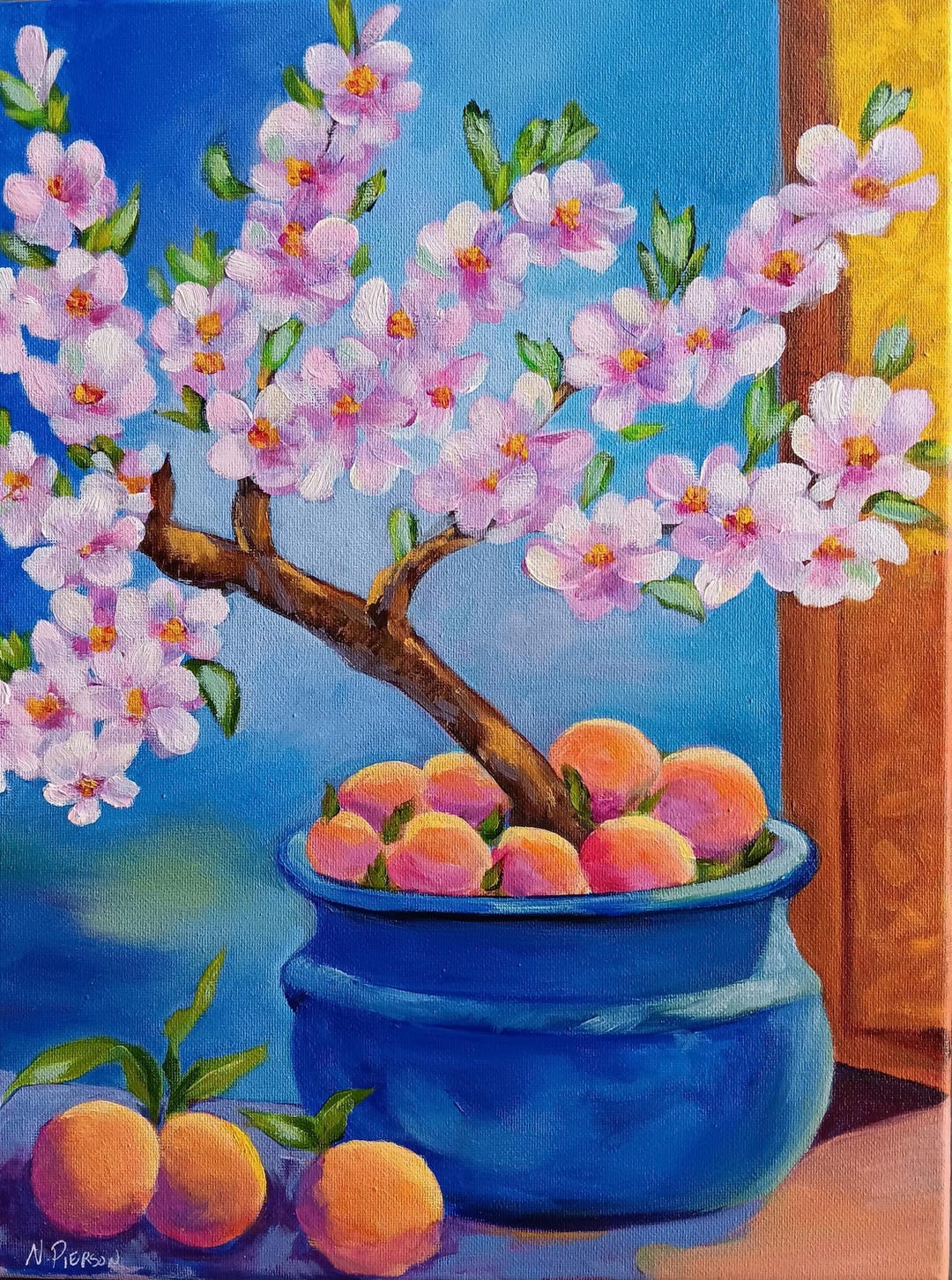 SHERBET PEACHES 16x12 Original Painting, Signed by Artist, Nina Pierson ...