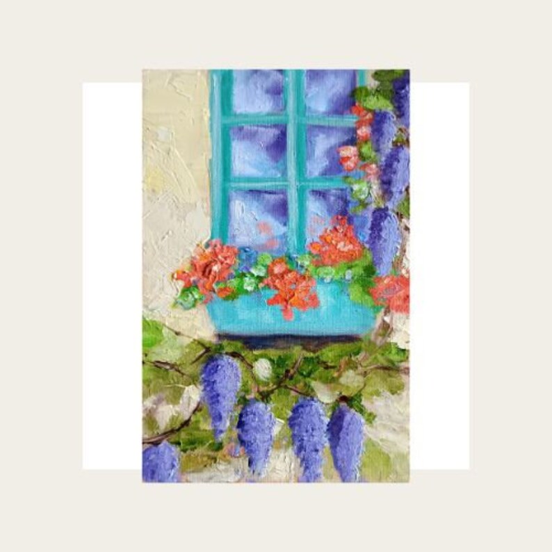 Window Flower Box Painting, Wisteria, Window Reflections, Impressionist ...
