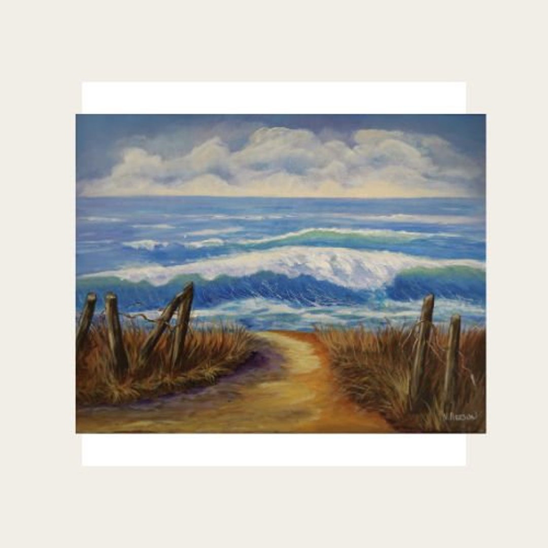 CALIFORNIA BEACH Painting 11X14 Coastal WAVE Painting Beach Trail ...
