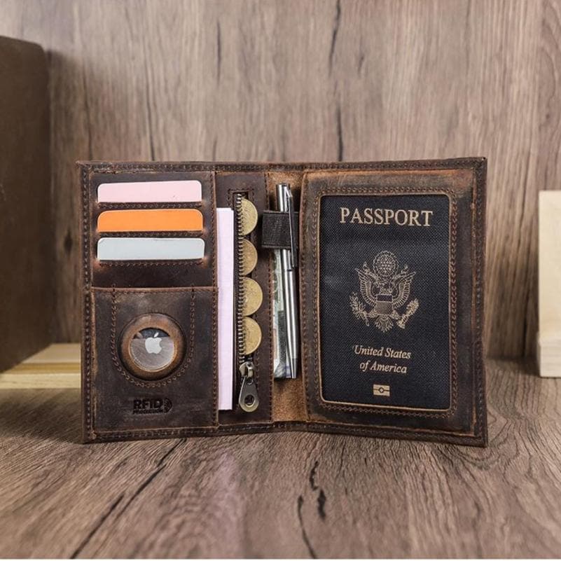 Leather Passport Holder With RFID Blocking | Travel Passport Wallet ...