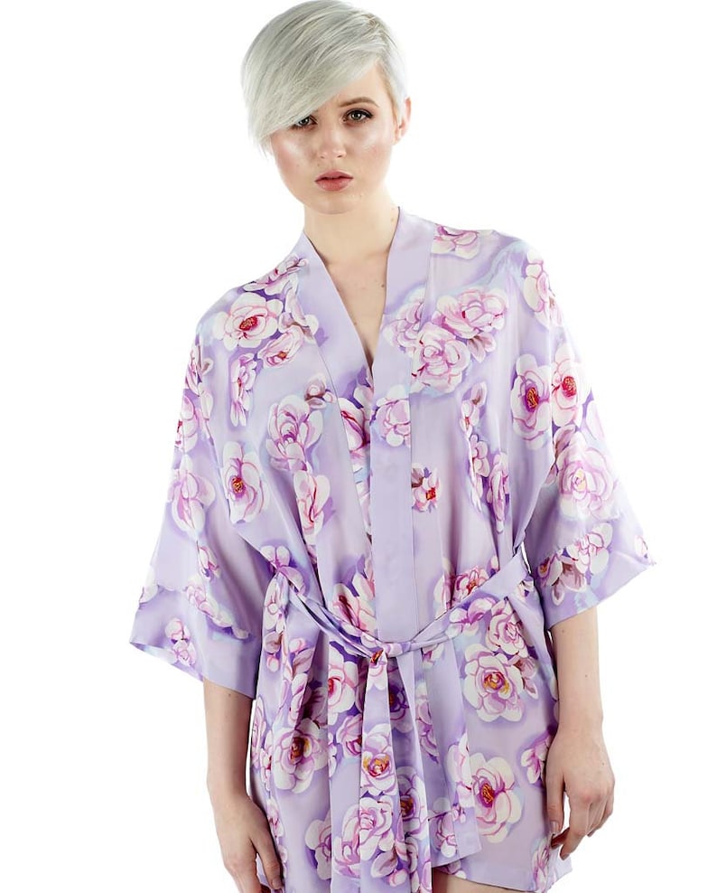 Floral Bridesmaid Silk Robe - Rose Pink - Flora Summer Collection ...