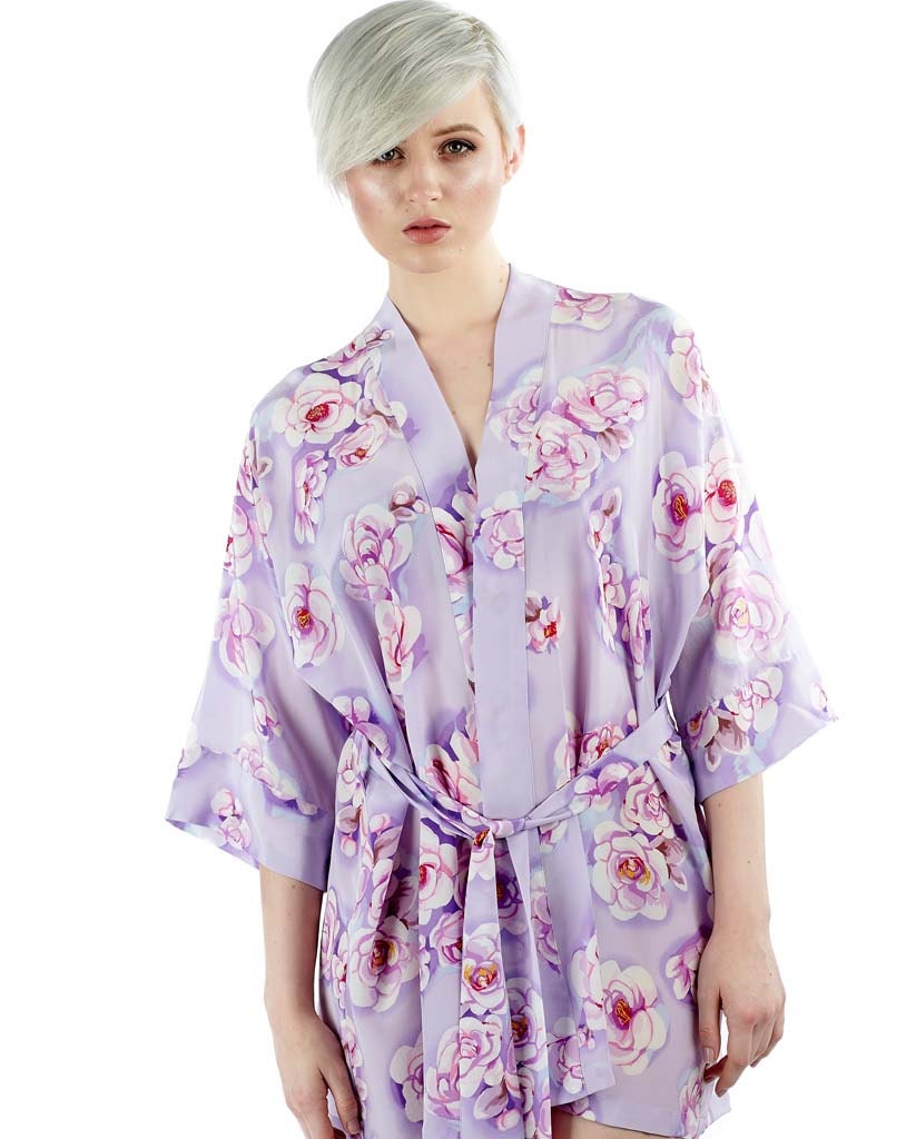 Floral Bridesmaid Silk Robe - Rose Pink - Flora Summer Collection ...