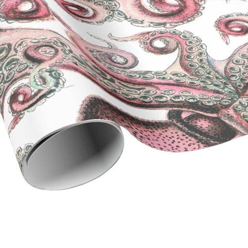 READY TO SHIP Yellow and Blue Octopus Gift Wrap Ocean - Etsy