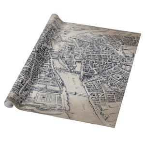 READY TO SHIP Vintage Plan De Paris Gift Wrap Paris France City Map ...