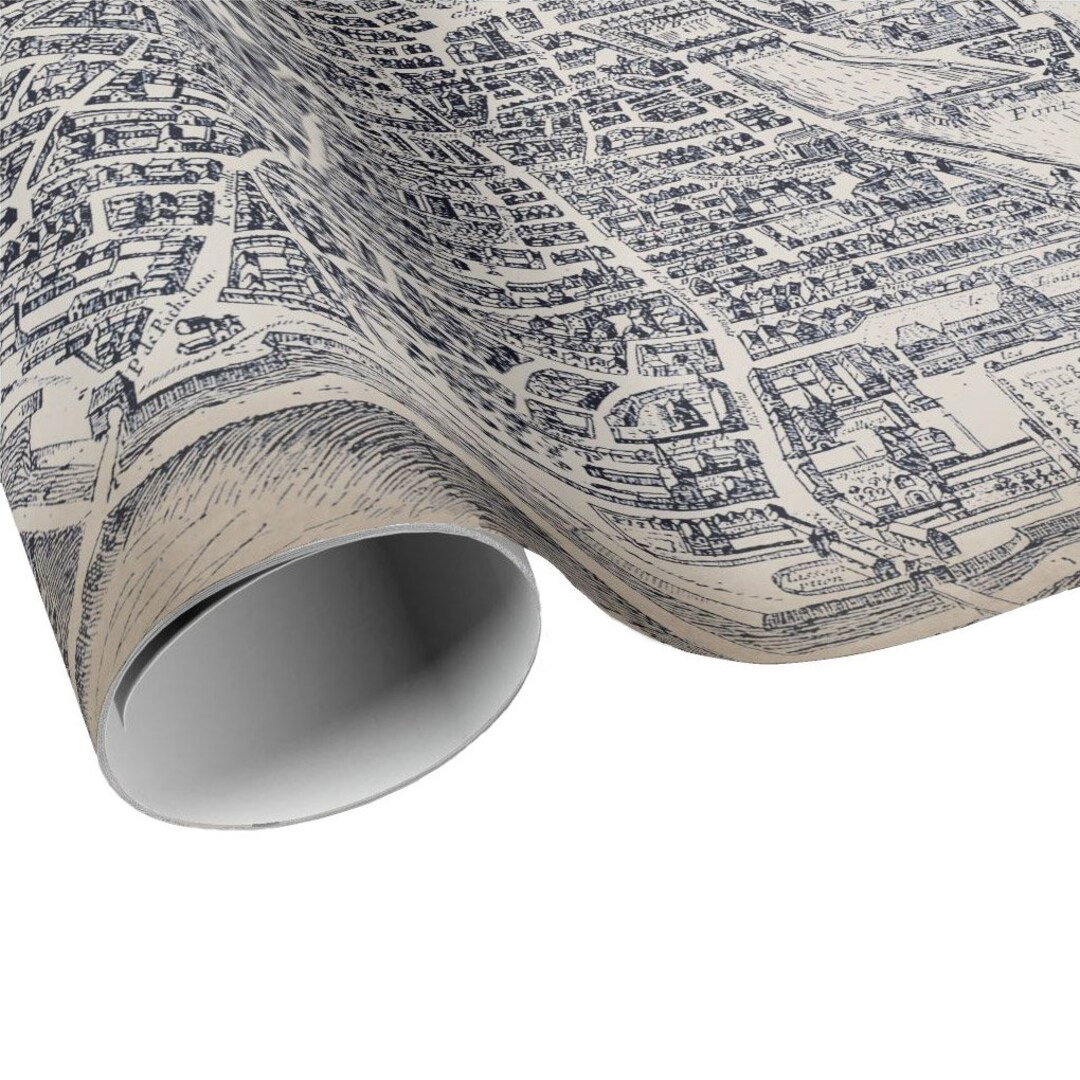 READY TO SHIP Vintage Plan De Paris Gift Wrap Paris France City Map ...