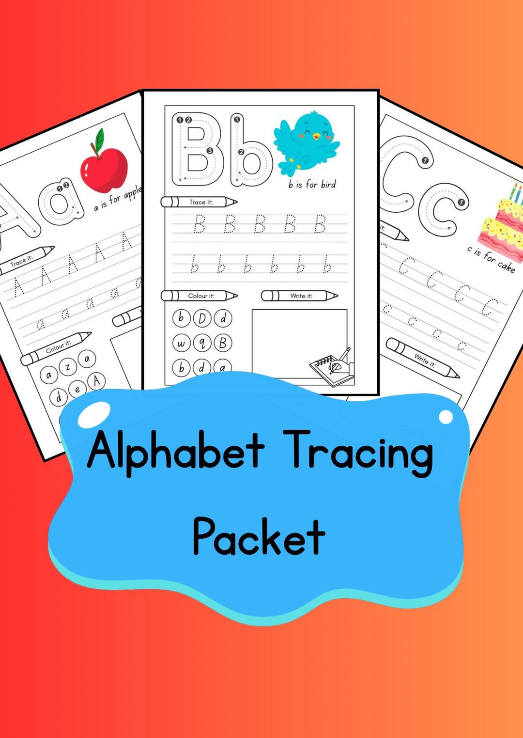Alphabet Tracing Packet A-Z - Etsy