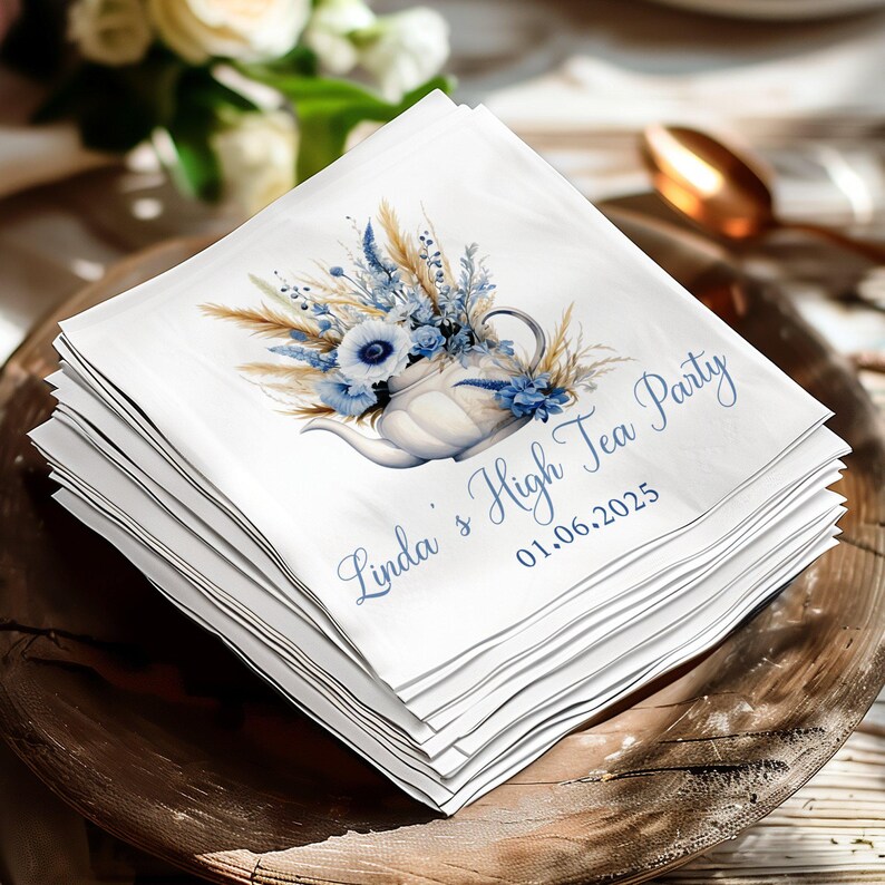 Custom Tea Party Napkins, Floral Tea Party Decor, Personalized High Tea ...