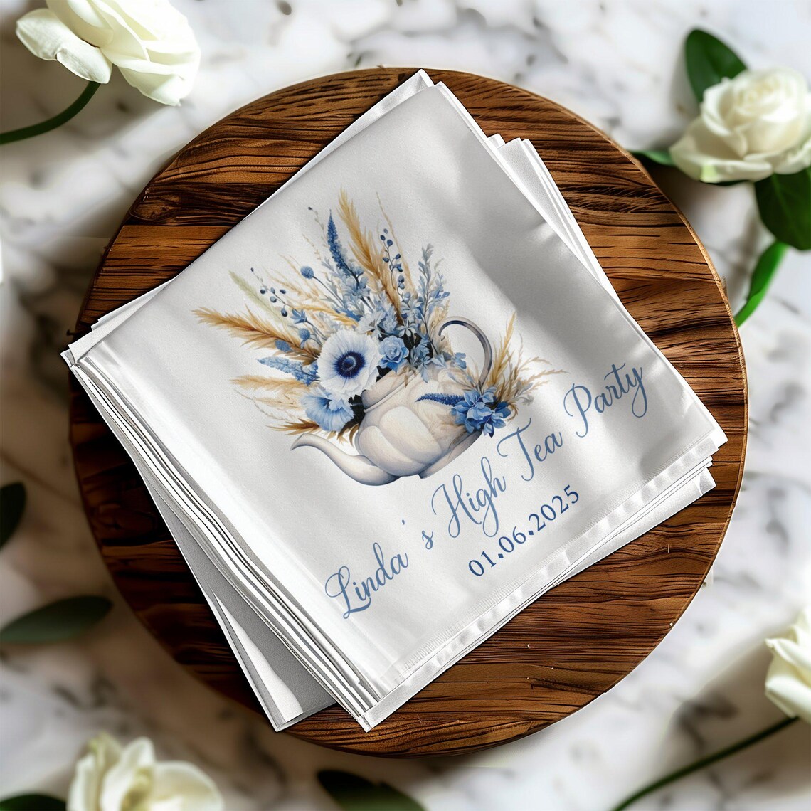 Custom Tea Party Napkins, Floral Tea Party Decor, Personalized High Tea ...