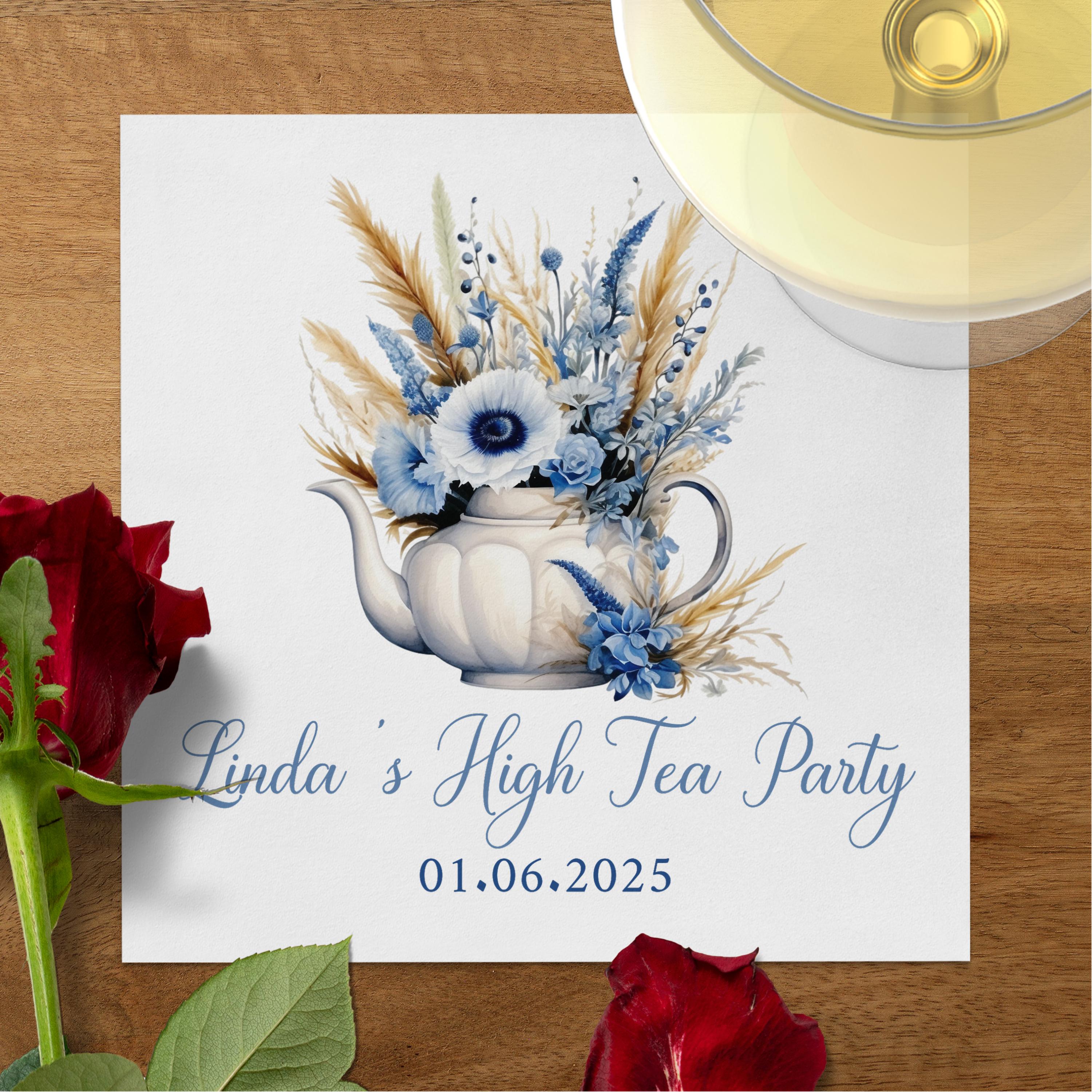 Custom Tea Party Napkins, Floral Tea Party Decor, Personalized High Tea ...