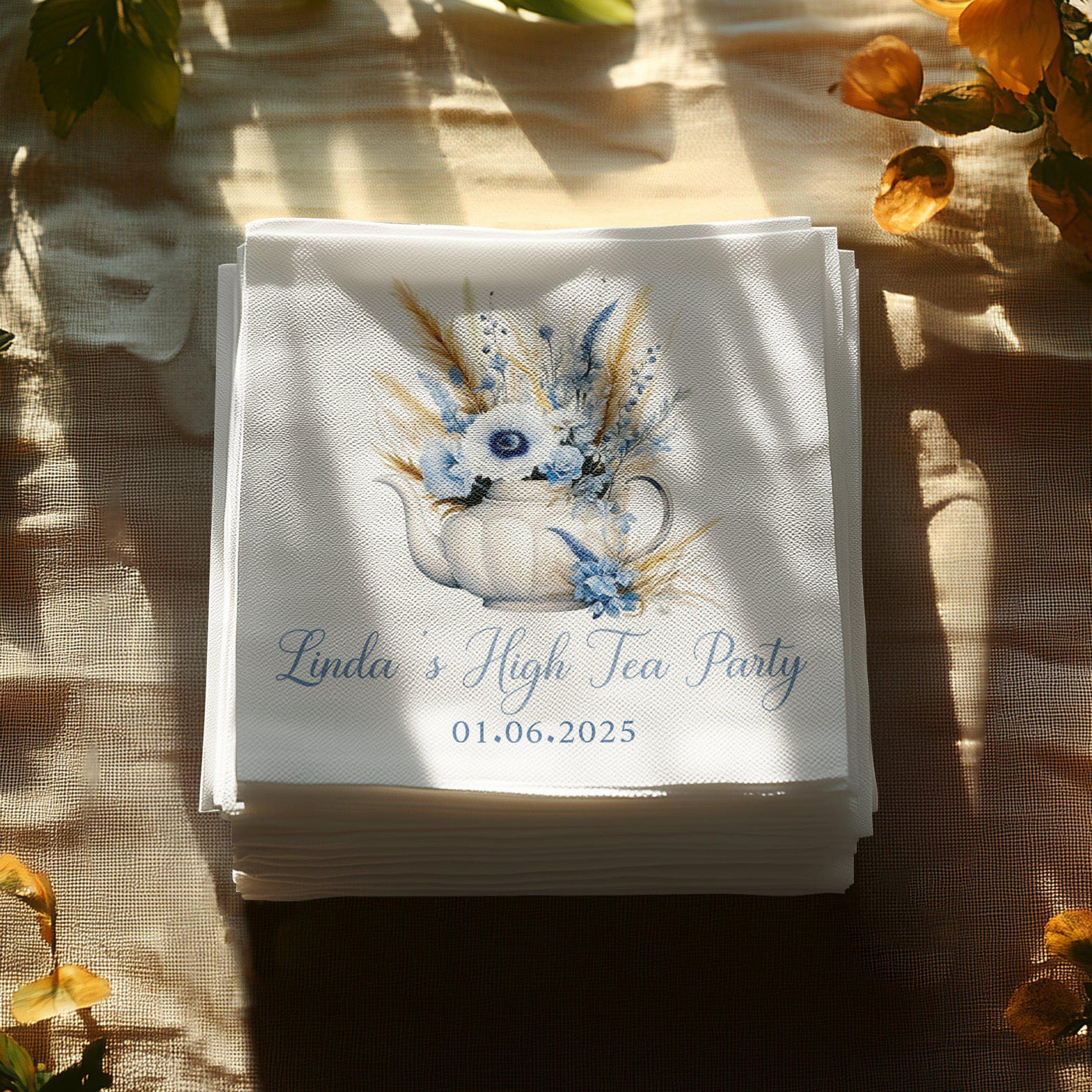 Custom Tea Party Napkins, Floral Tea Party Decor, Personalized High Tea ...