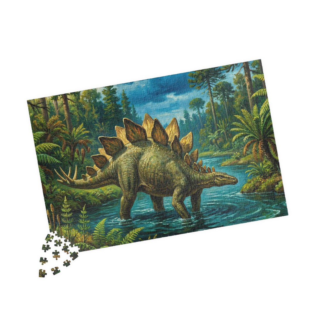 Vintage Stegosaurus Jigsaw Puzzle Dinosaur Puzzle for Adults and Kids ...