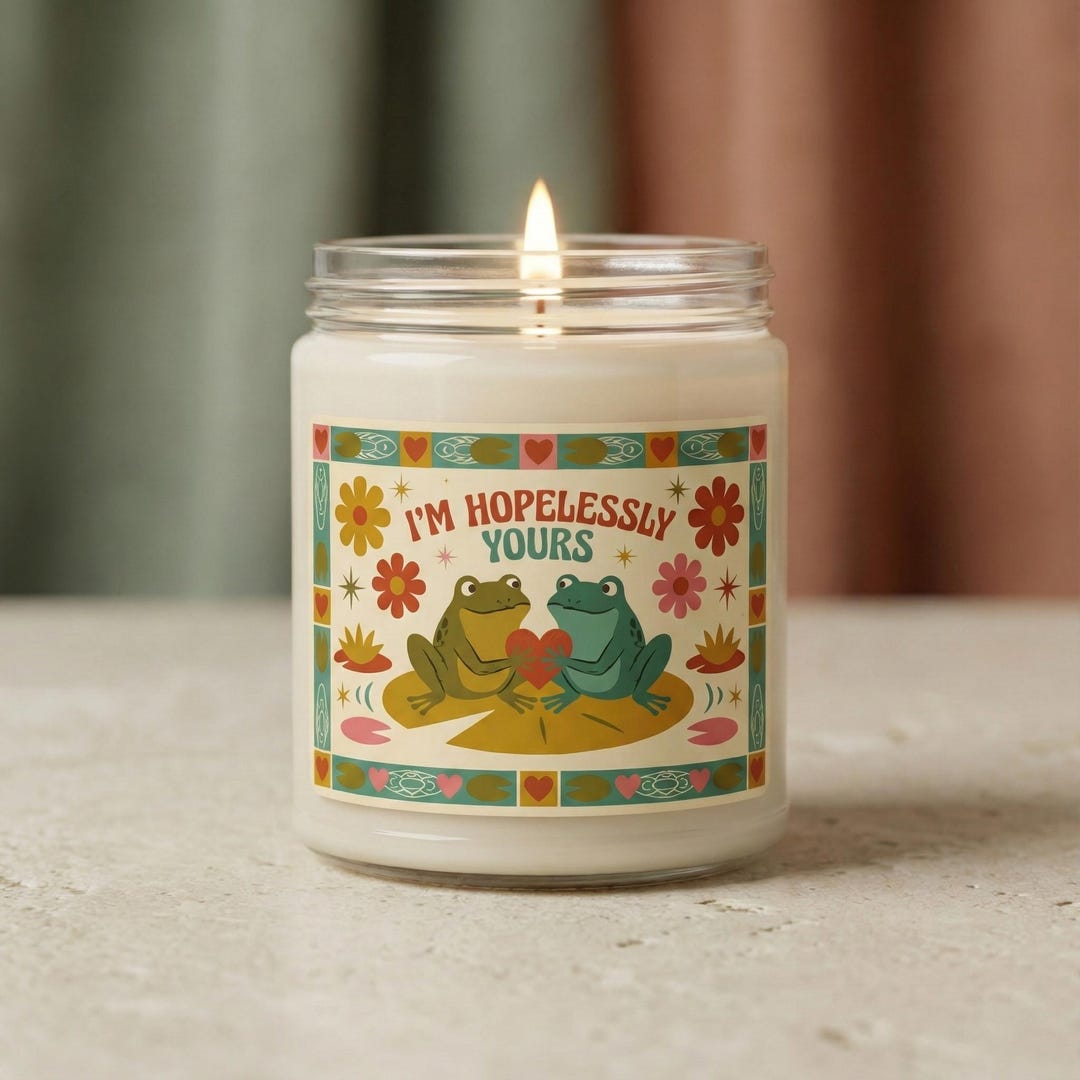 I'm Hopelessly Yours Frog Candle 9oz Soy | Valentines Gift for Frog ...