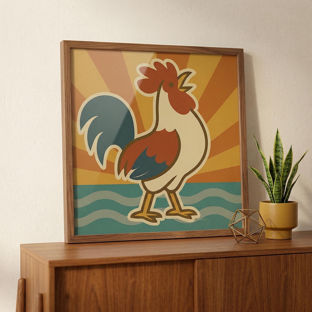 Rooster Wall Art: Mid Century Modern Print Retro Kitchen Decor ...