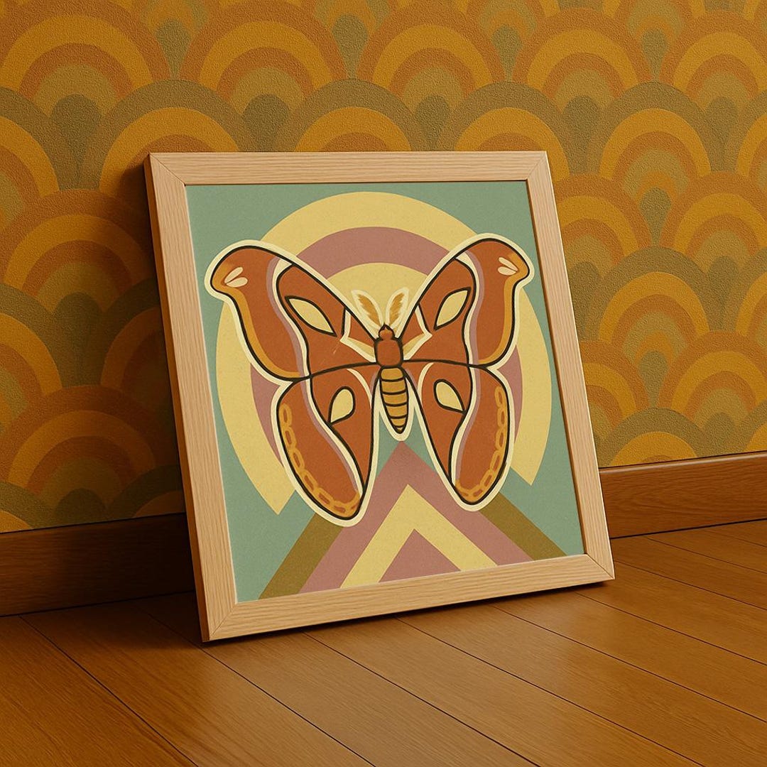 Atlas Moth Art Print: Retro Boho Rainbow Geometric Wall Decor - Etsy