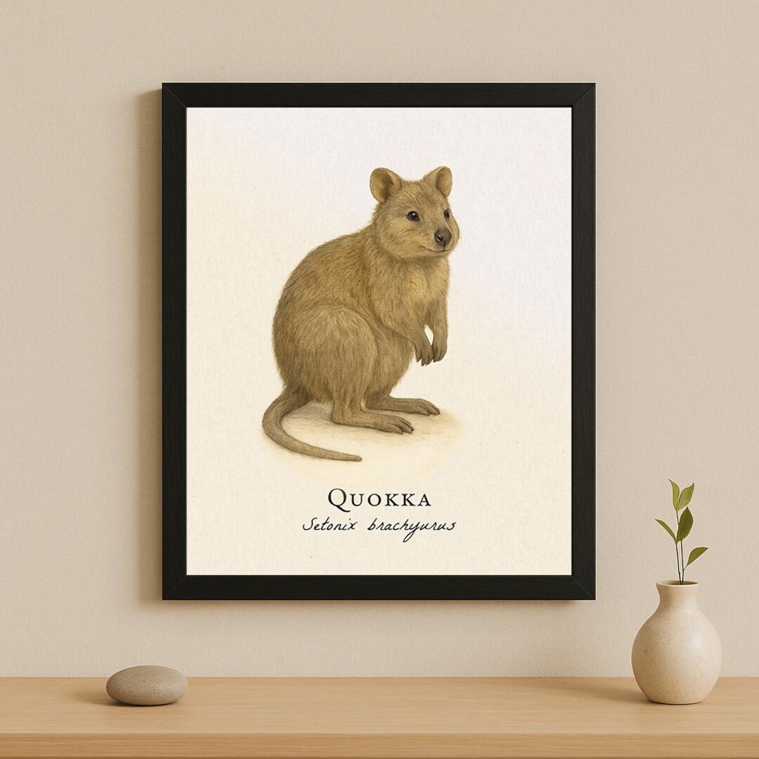 Quokka Framed Print – Vintage Wildlife Art of Setonix Brachyurus - Etsy