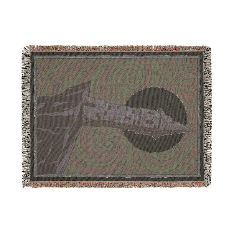 Wizard Tower Woven Blanket - Van Gogh Style Tapestry - Fantasy Castle ...