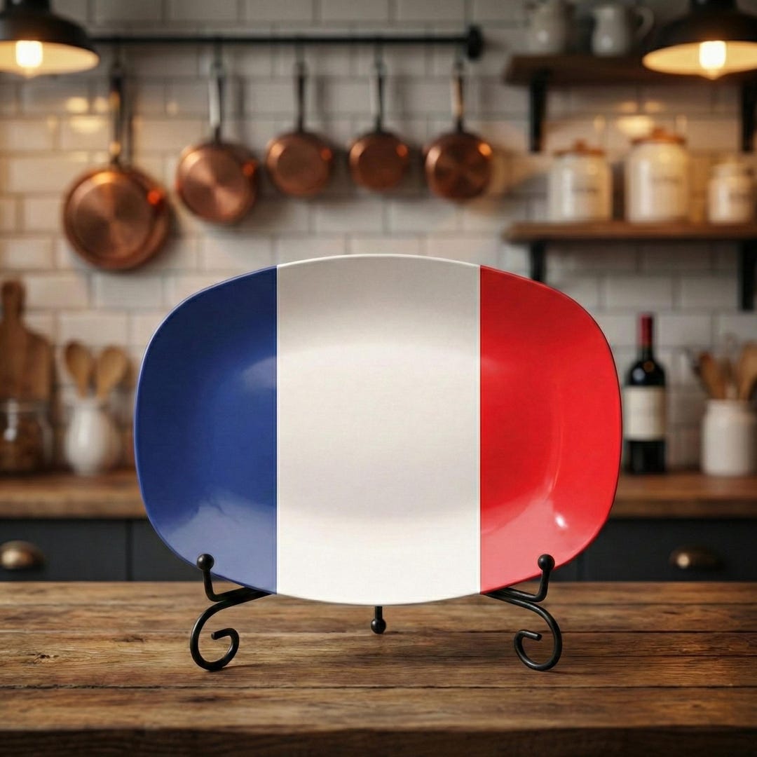 French Flag Serving Plate: Tricolor Blue White Red Oval Platter for ...