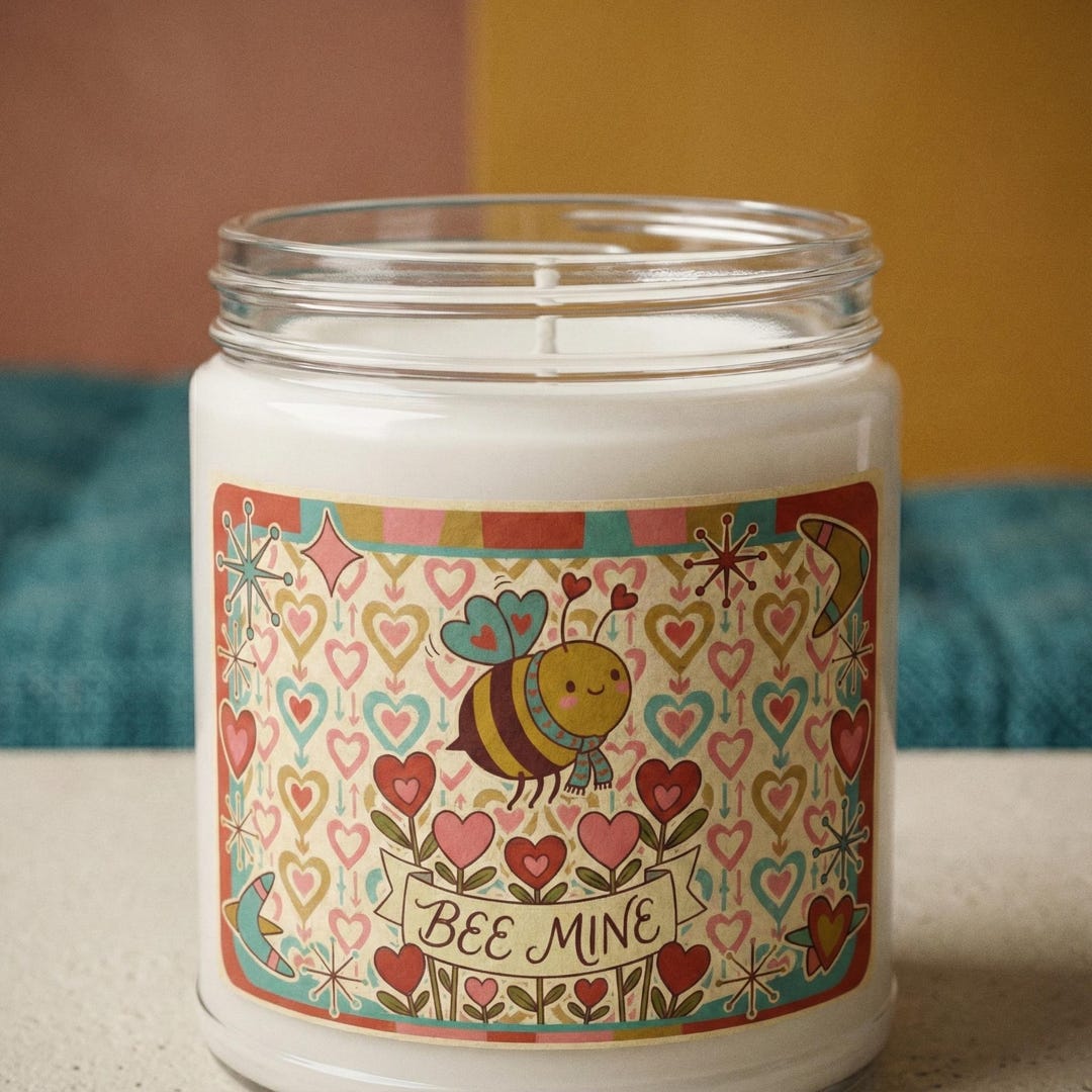 Bee Mine Valentine Candle - Mid Century Modern Soy Candle 9oz - Etsy