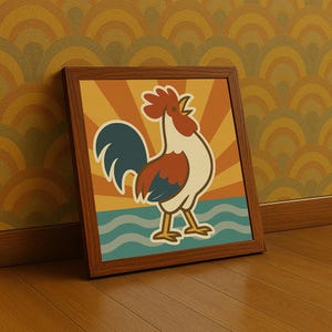 Rooster Wall Art: Mid Century Modern Print Retro Kitchen Decor ...