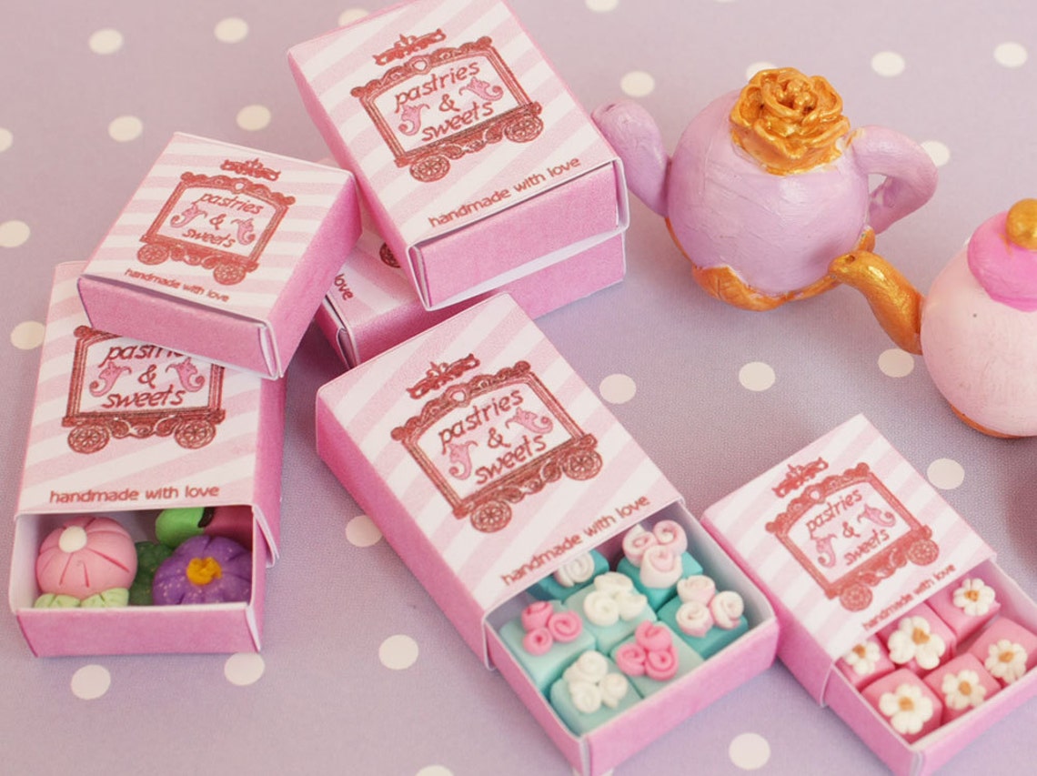 PRINTABLE MINIATURE BOX Pdf File Dollhouse Miniature Cookies Pastries ...