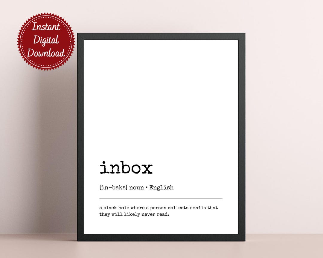 Inbox Definition Print - Funny Office Wall Art, Pareto Principle Poster ...