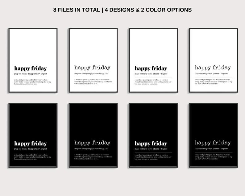Happy Friday Definition Print - Funny Office Wall Art, Pareto Principle ...