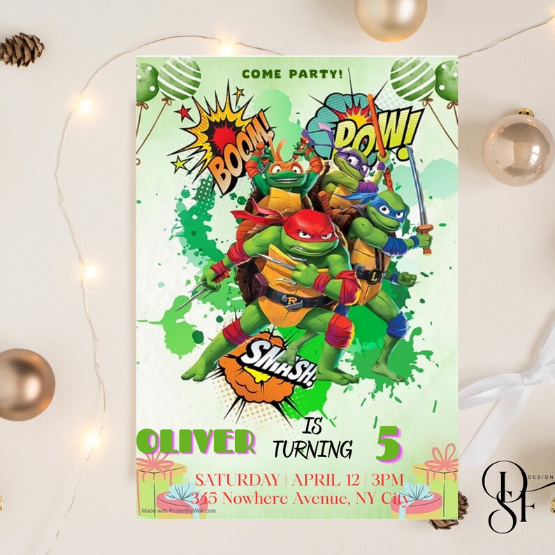 Editable Ninja Turtles Birthday Invitation | TMNT Digital Party Invite ...