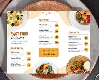 Editable Restaurant Menu Cards | Fast Food & Catering Menu Bundle ...