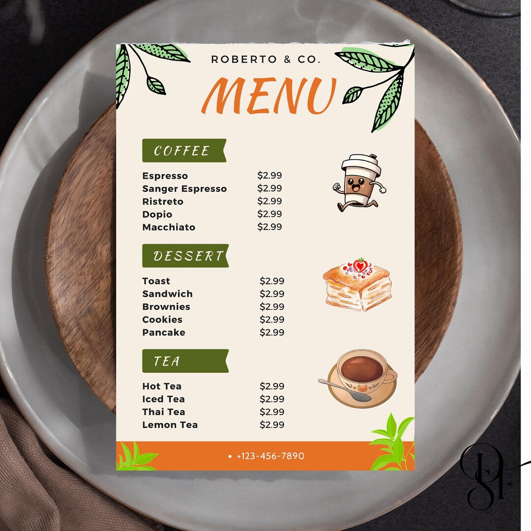Modern Coffee Shop Menu Template - Editable Café Menu for Canva ...