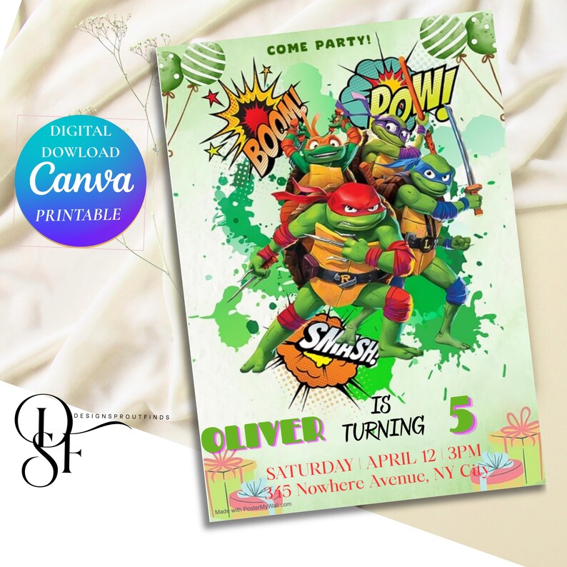 Editable Ninja Turtles Birthday Invitation | TMNT Digital Party Invite ...