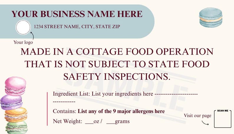 Editable Cottage Food Label - Etsy