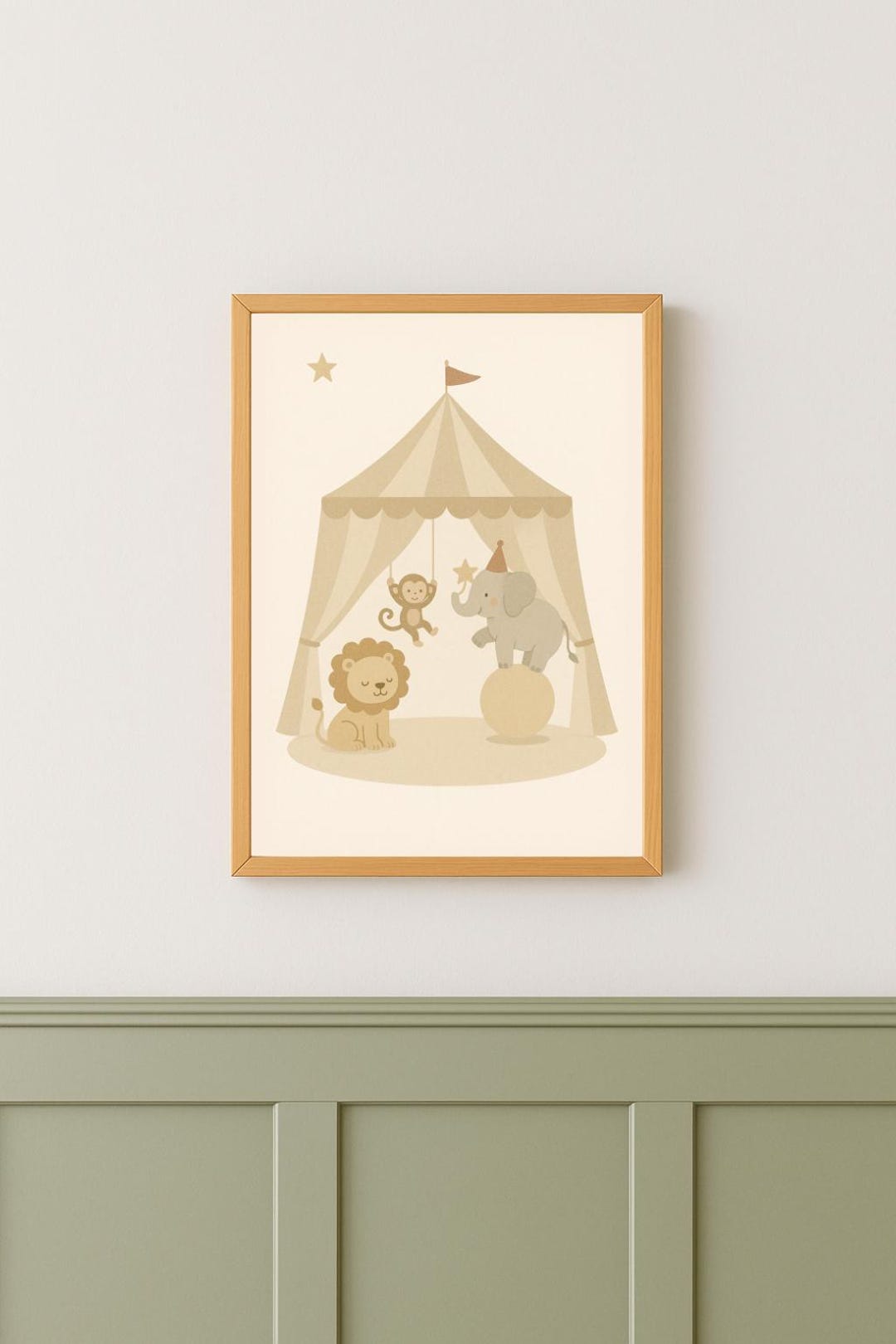 Circus Tent Nursery Print – Digital Wall Art – Neutral Animal Decor ...