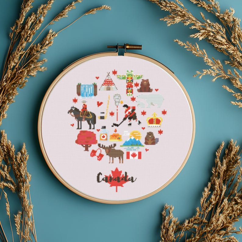 Canadian Symbols Cross Stitch Pattern PDF - Instant Download Digital ...