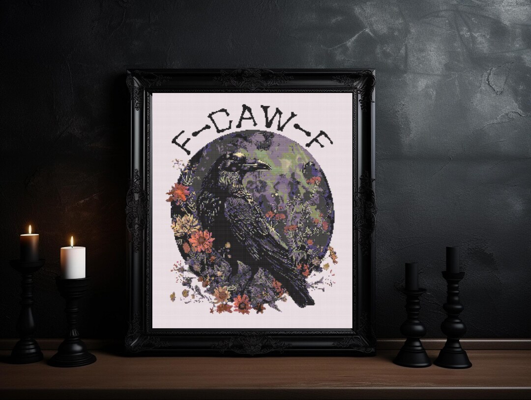 Raven Cross Stitch Pattern: Caw Design, DMC Chart (PDF Download) - Etsy