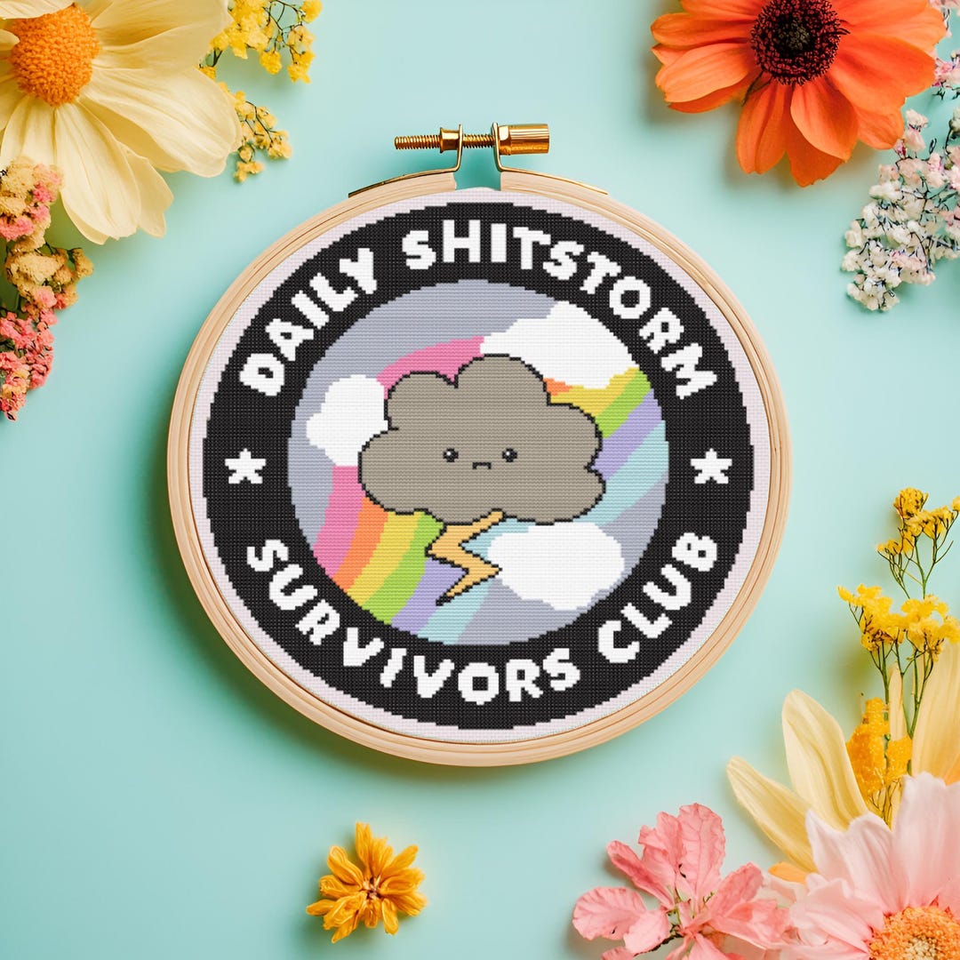 Daily Shitstorm Survivor Cross Stitch Pattern PDF - Instant Download ...