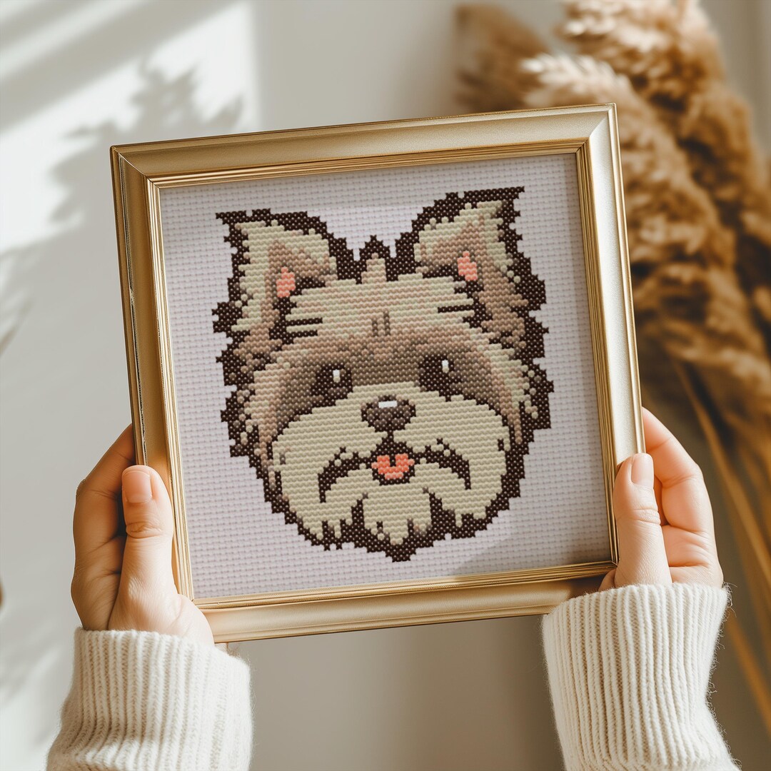 Yorkie Face Cross Stitch Pattern PDF - Instant Download Digital Pattern ...