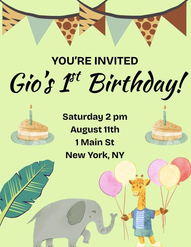 Jungle Themed Birthday Invitation Customizable on Canva! - Etsy