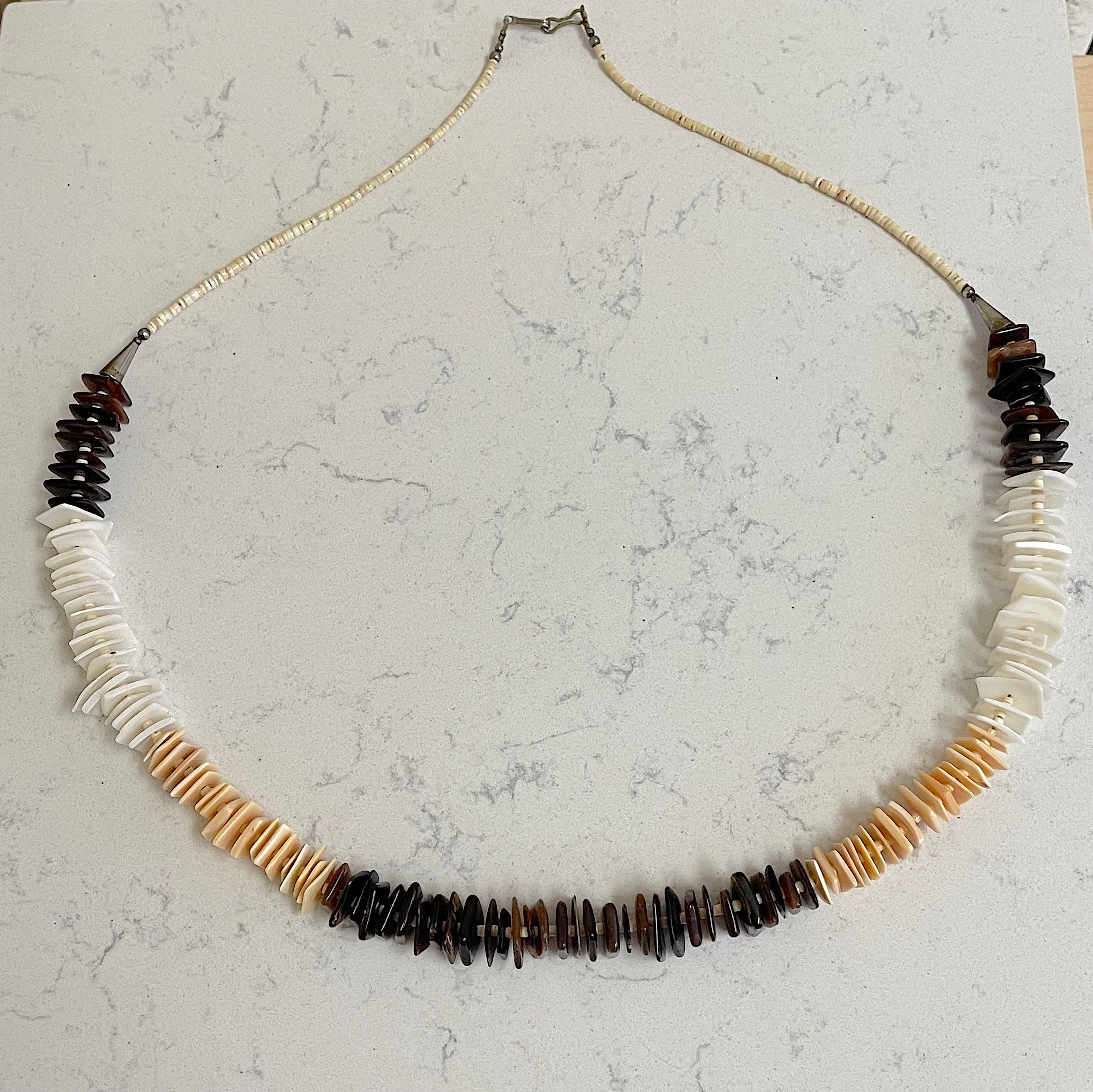 UNIQUE Vintage Santa Domingo Pueblo Necklace of Square Pen Shell, Peach ...