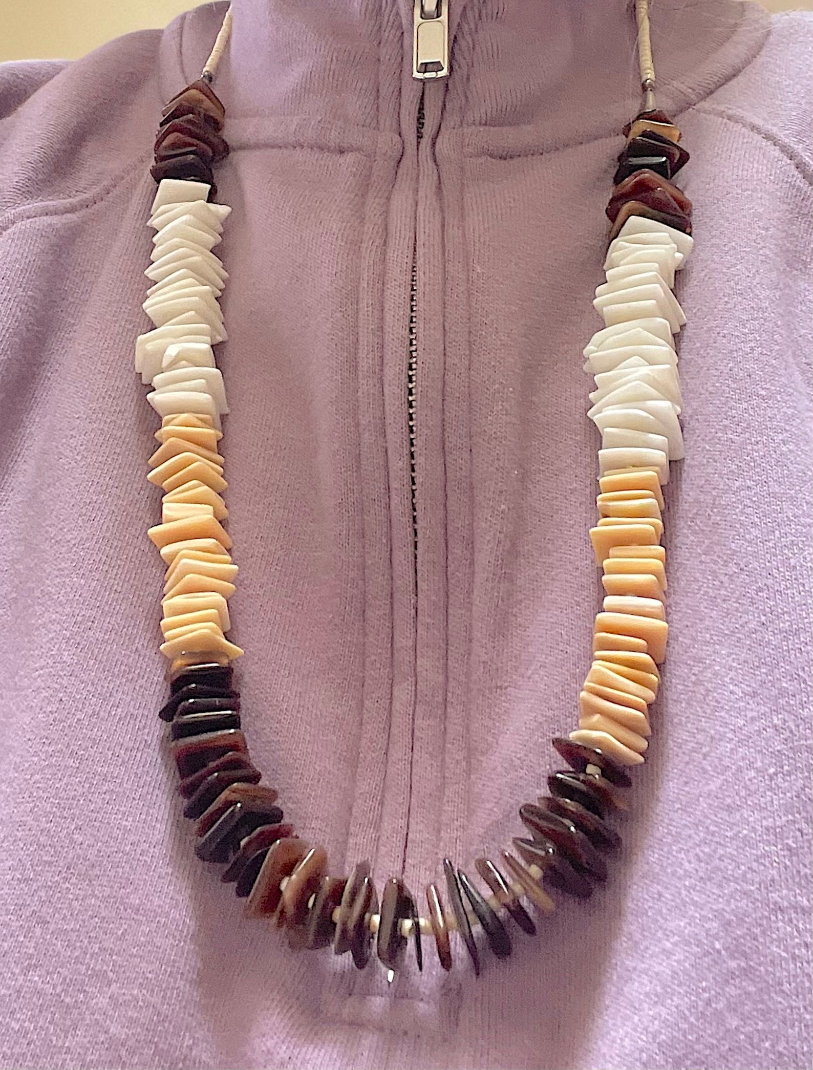 UNIQUE Vintage Santa Domingo Pueblo Necklace of Square Pen Shell, Peach ...