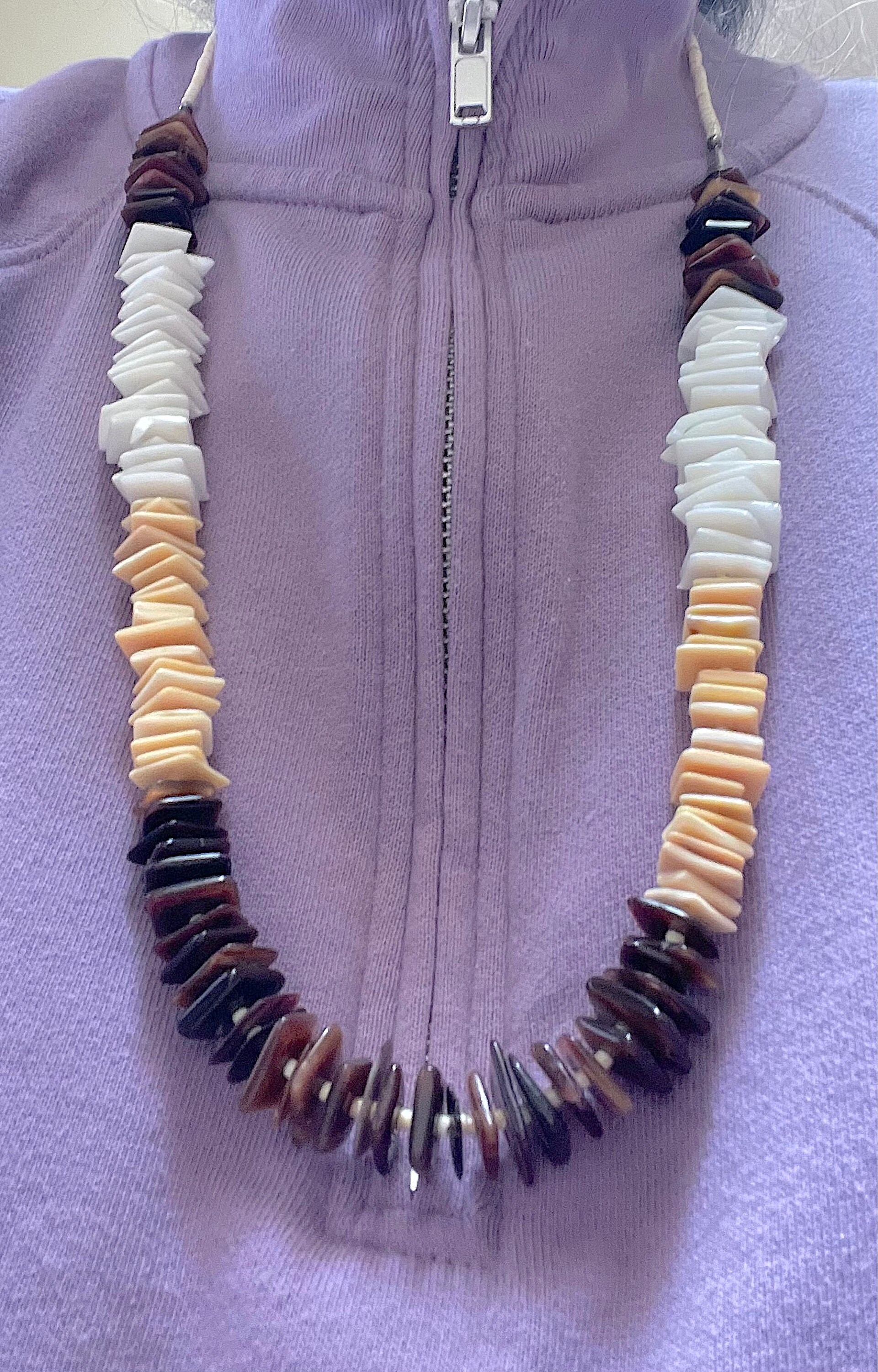 UNIQUE Vintage Santa Domingo Pueblo Necklace of Square Pen Shell, Peach ...