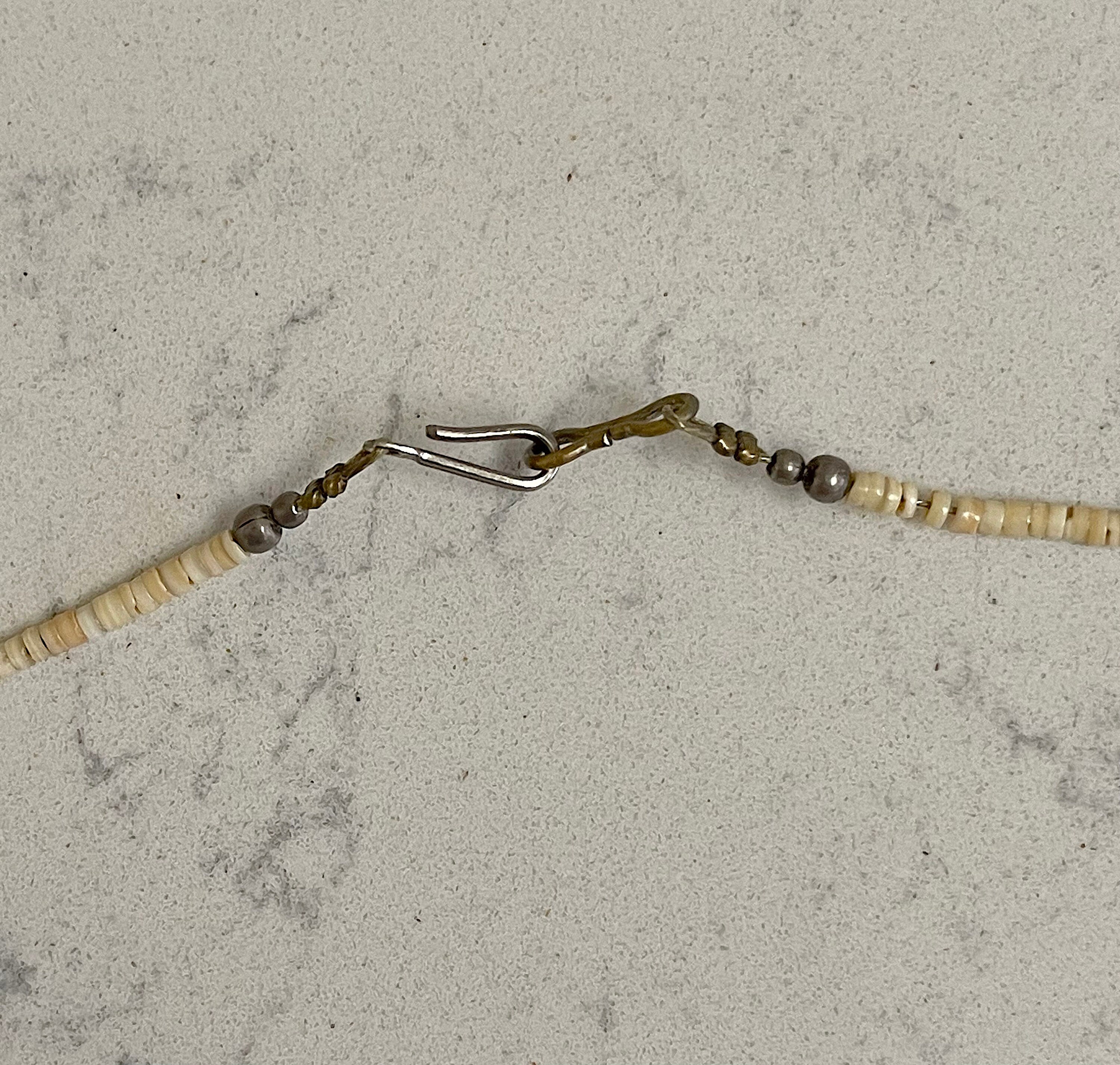 UNIQUE Vintage Santa Domingo Pueblo Necklace of Square Pen Shell, Peach ...