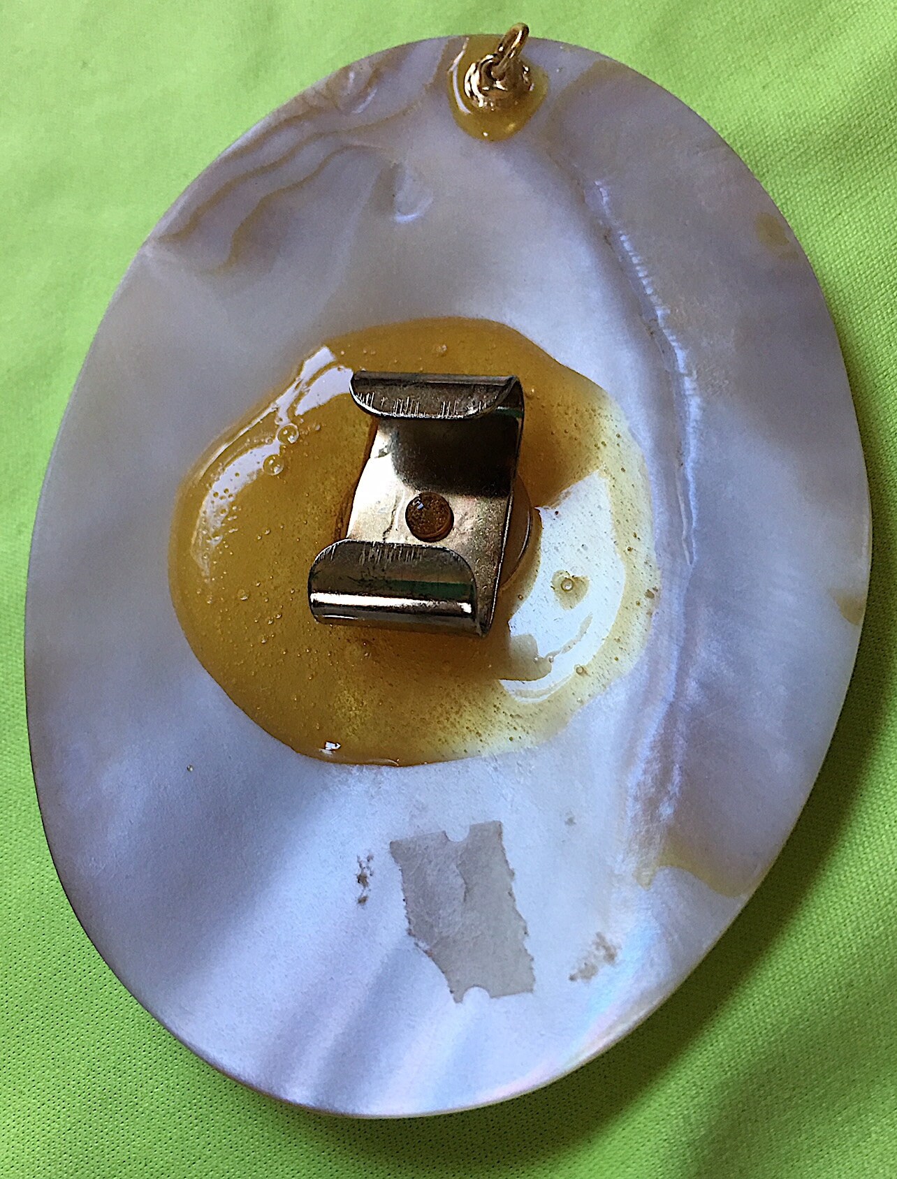 Coastal Beach Fashion Great GIFT. Oval White and Beige Clam Shell ...