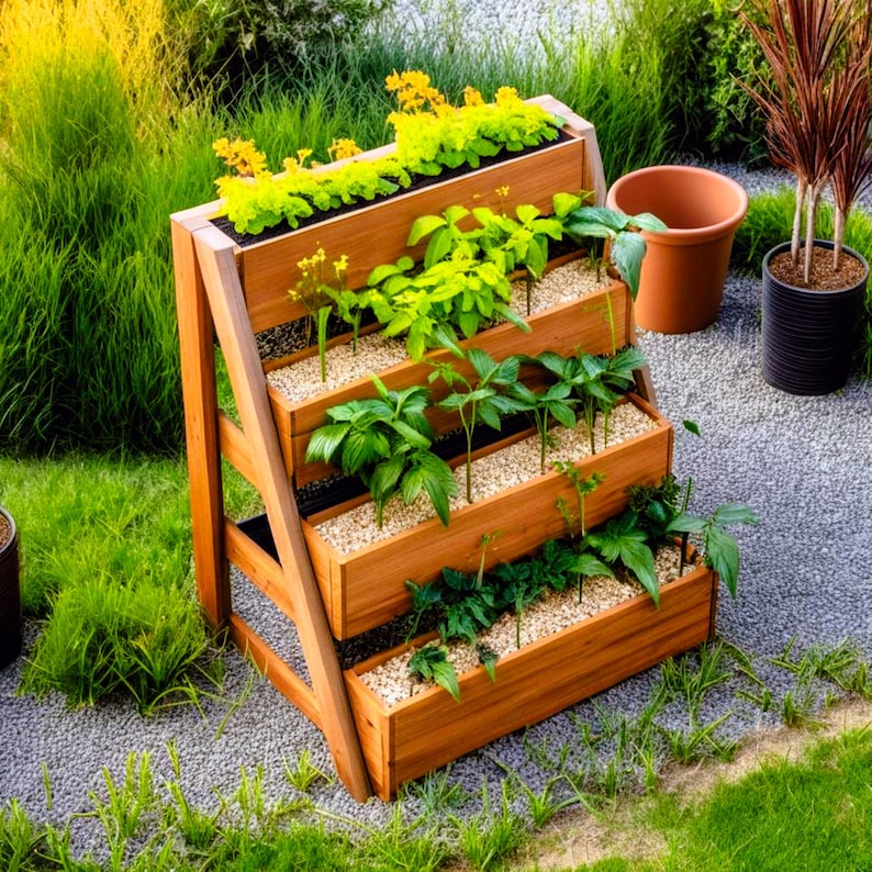DIY 4-tier Vertical Planter Box Plans: Balcony Garden PDF Build Guide ...